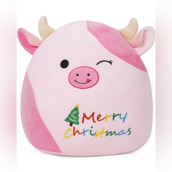 Toys | Christmas Pink Cow Plush Soft Stuffed Animals Toys Cute Cow ...